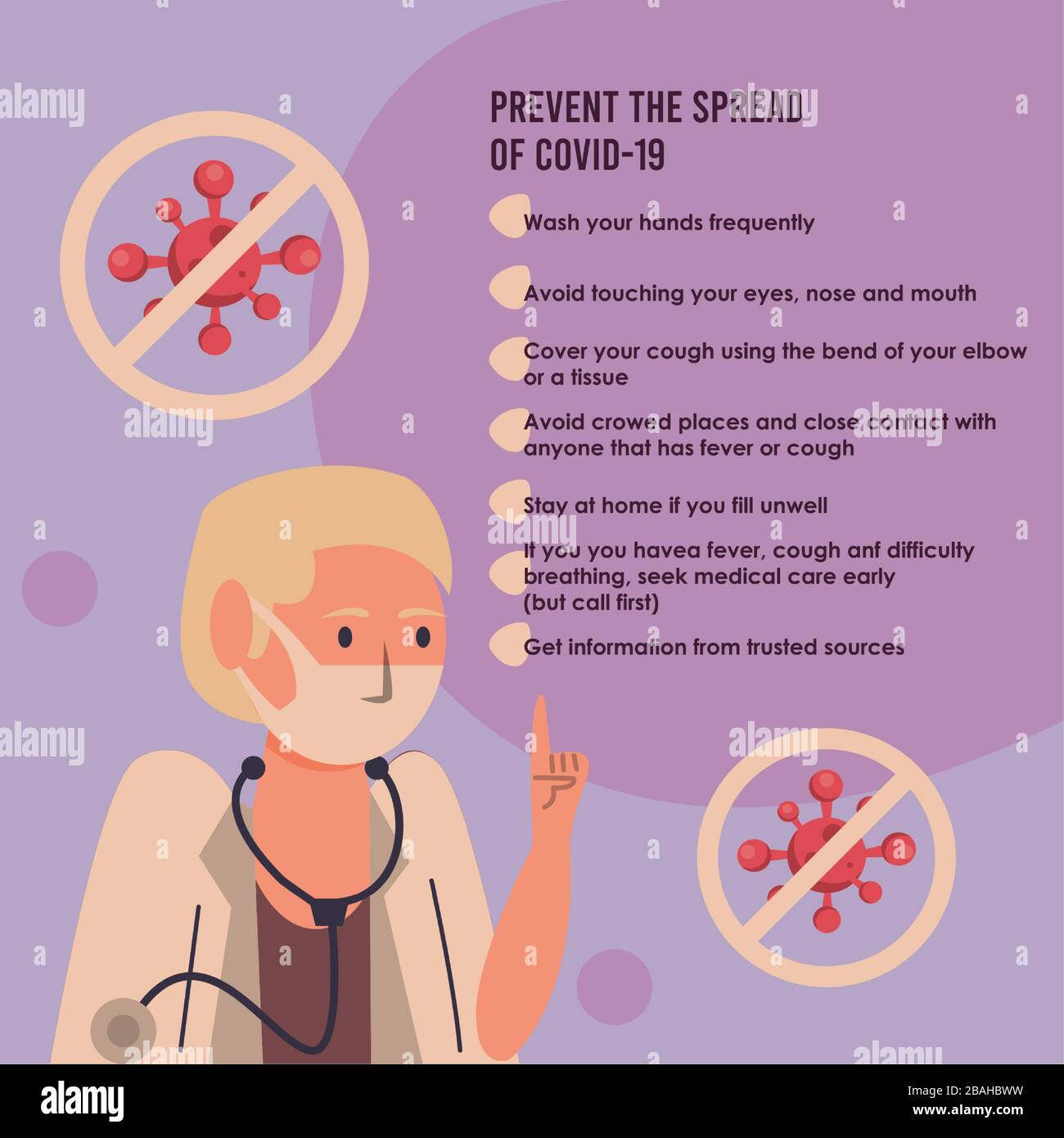 prevent the spread of covid19 campaign with woman using face mask Stock ...