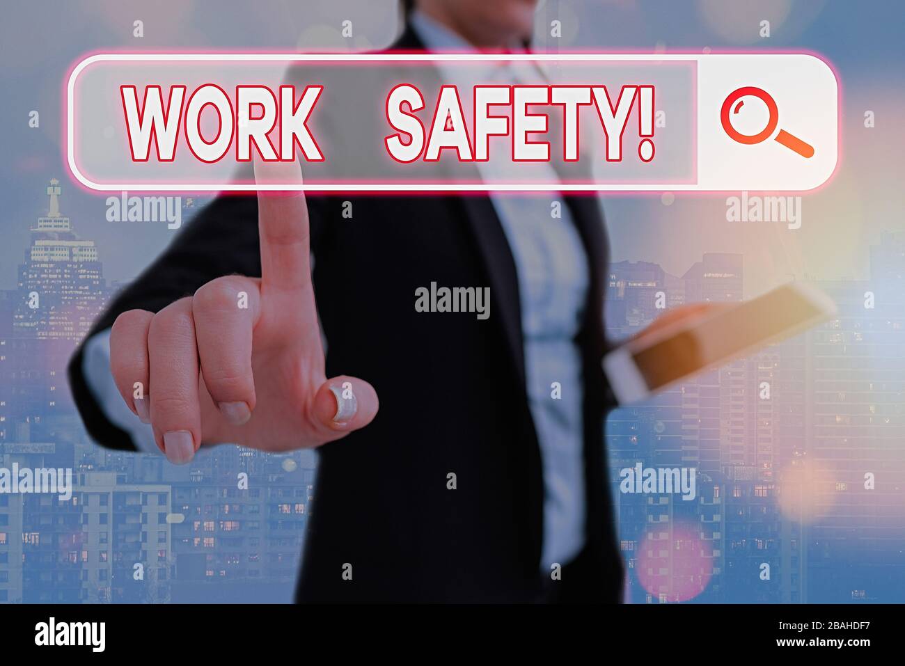 Writing note showing Work Safety. Business concept for policies and ...