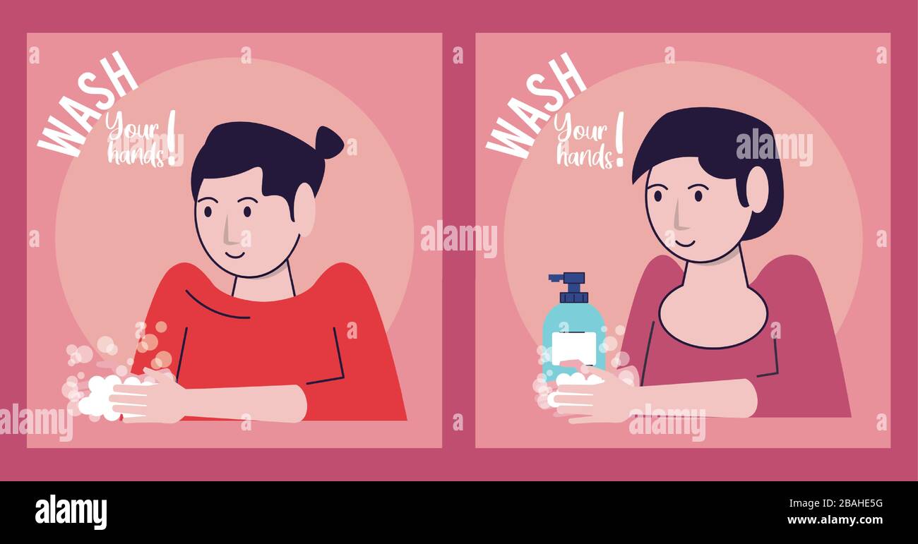 wash your hands campaign poster with woman and soap Stock Vector Image ...