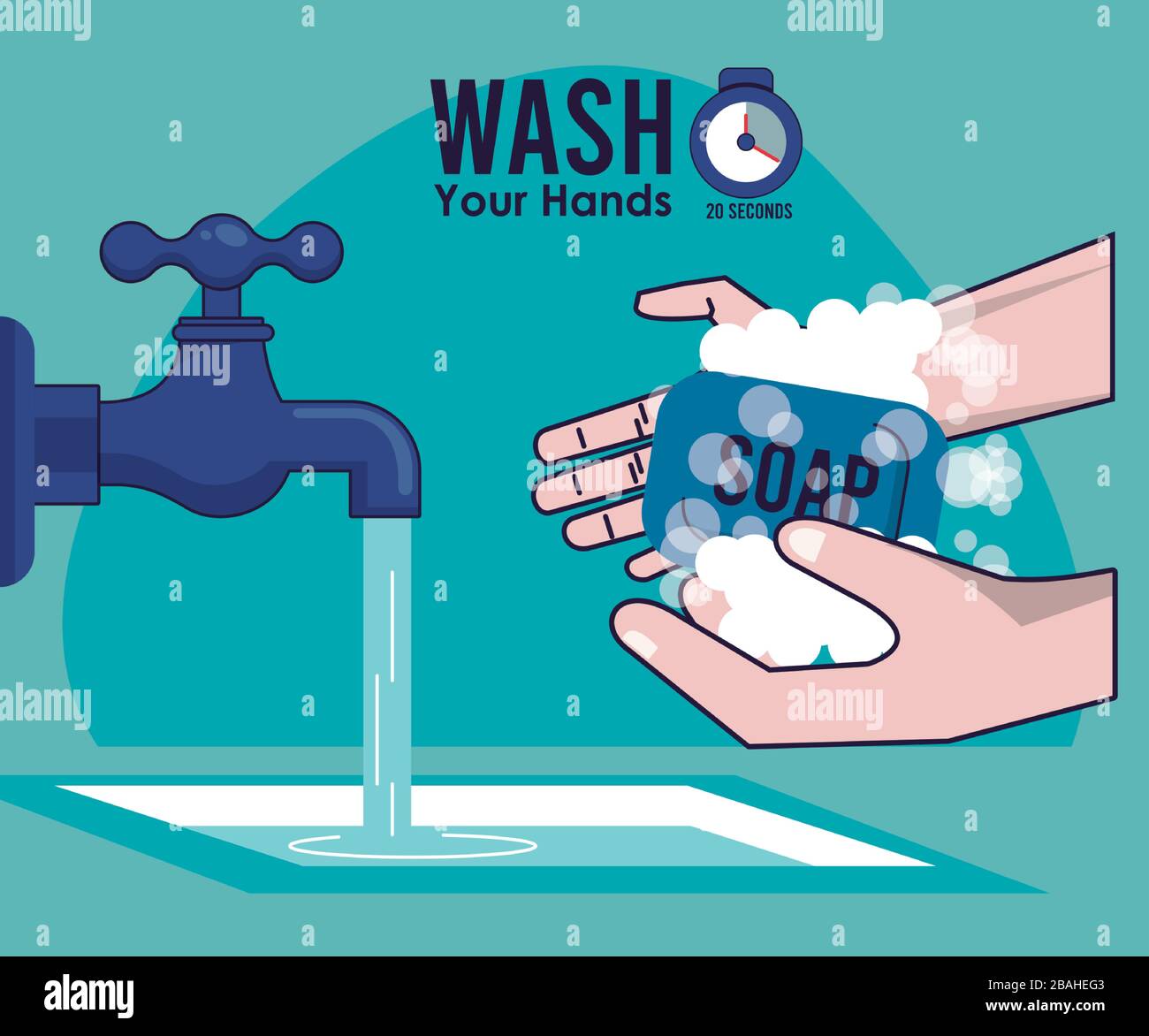 wash your hands campaign poster hands and water tap Stock Vector Image ...