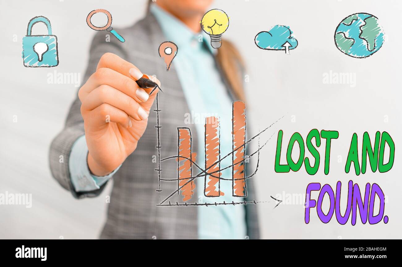 Conceptual hand writing showing Lost And Found. Concept meaning a place ...