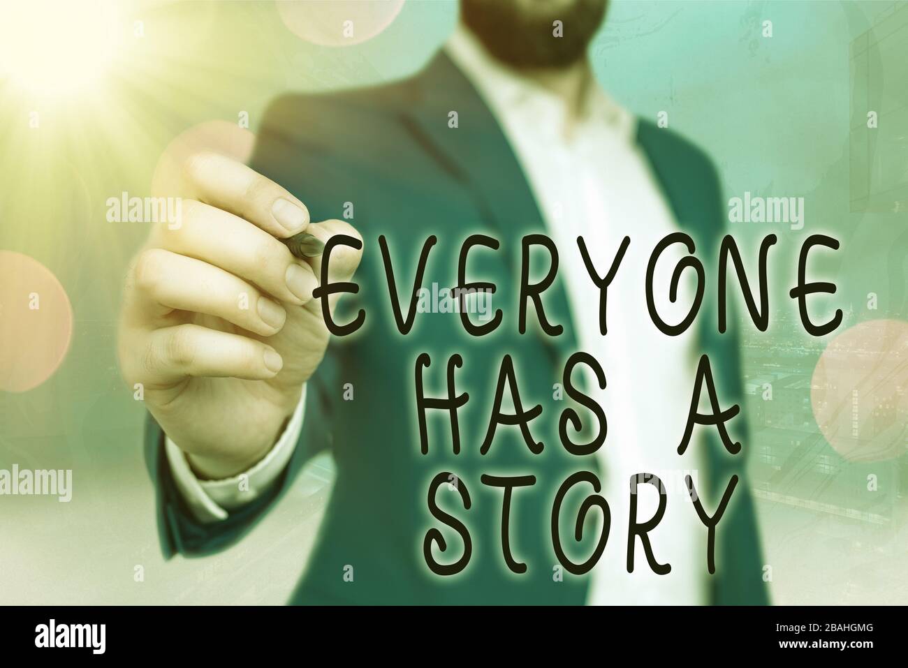 Handwriting text Everyone Has A Story. Conceptual photo account of past ...
