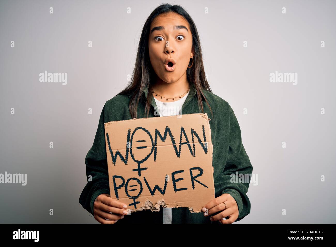 Beautiful activist asian woman asking for women rights holding banner ...