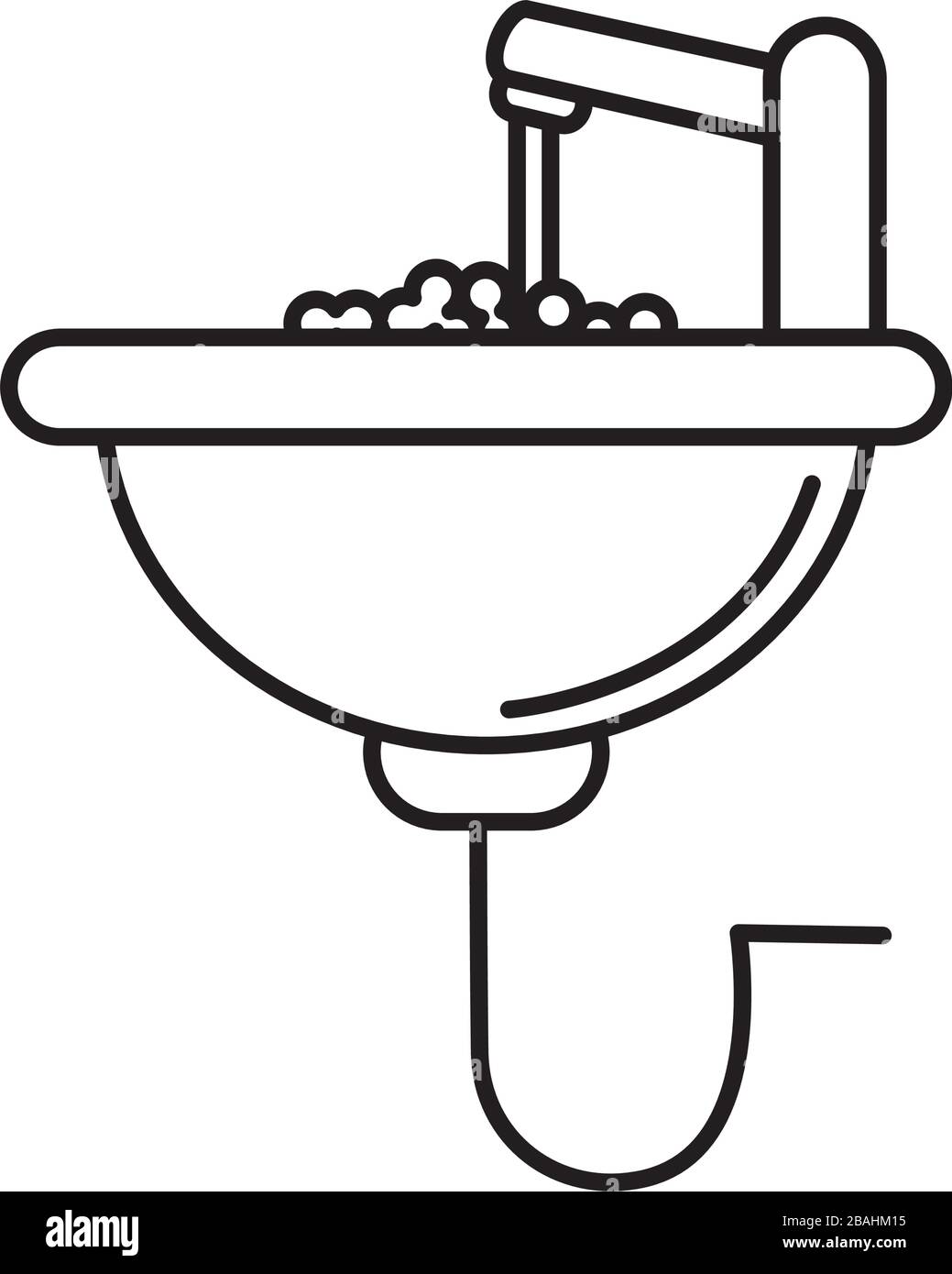 virus covid 19 pandemic sink water running tap vector illustration line ...