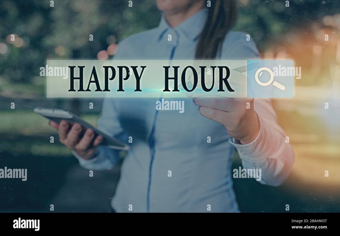 Conceptual hand writing showing Happy Hour. Concept meaning when drinks ... Conceptual hand writing showing Happy Hour. Concept meaning when drinks ...