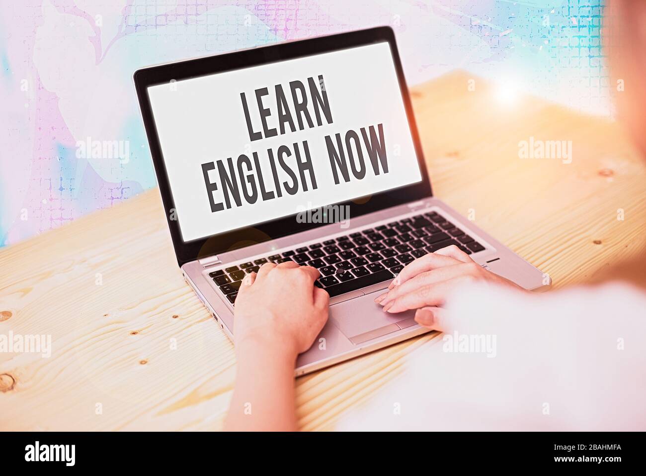 Text sign showing Learn English Now. Business photo showcasing gain or ...