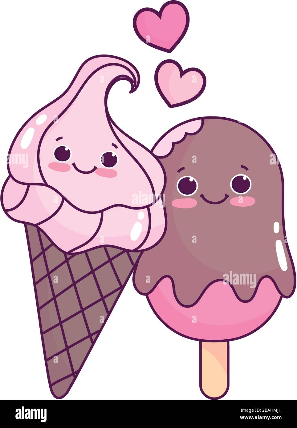 cute food chocolate ice cream in stick and cone sweet dessert pastry ...