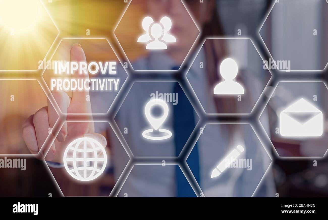 Text sign showing Improve Productivity. Business photo showcasing to ...