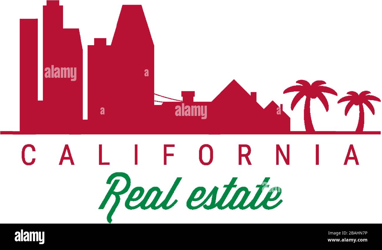 California real estate vector icon. City skyline, skyscrapers and ...