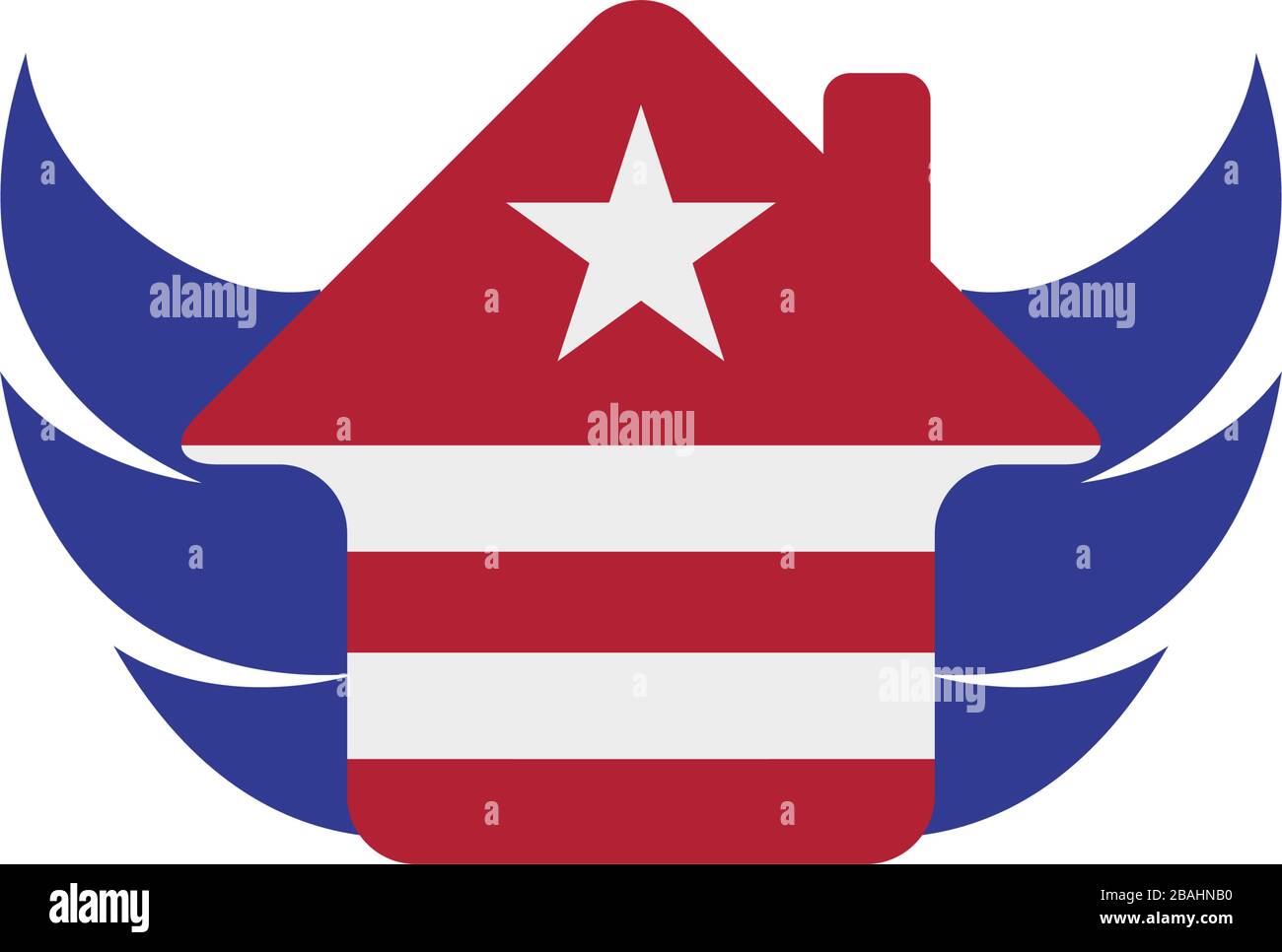 USA real estate company emblem idea. Home sign with wings. American ...