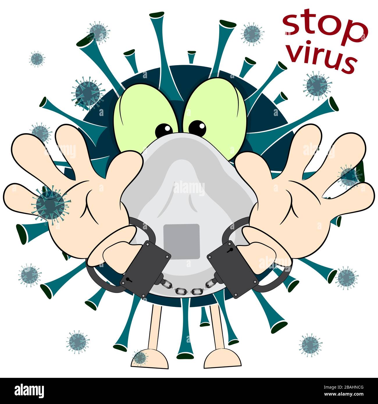 stop virus. cartoon vector illustration on a white background Stock ...