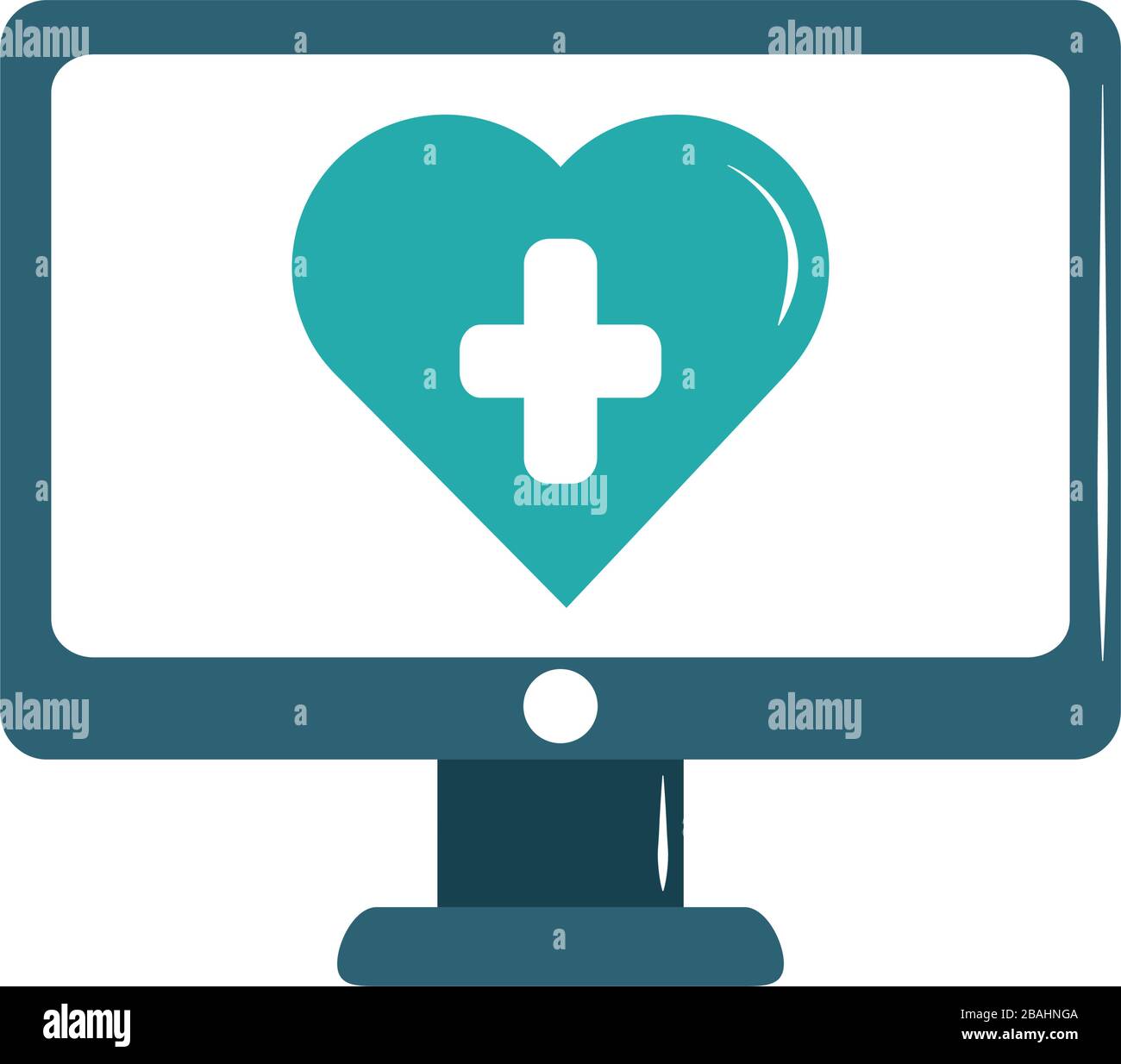 online doctor computer medical technology care flat style icon vector ...