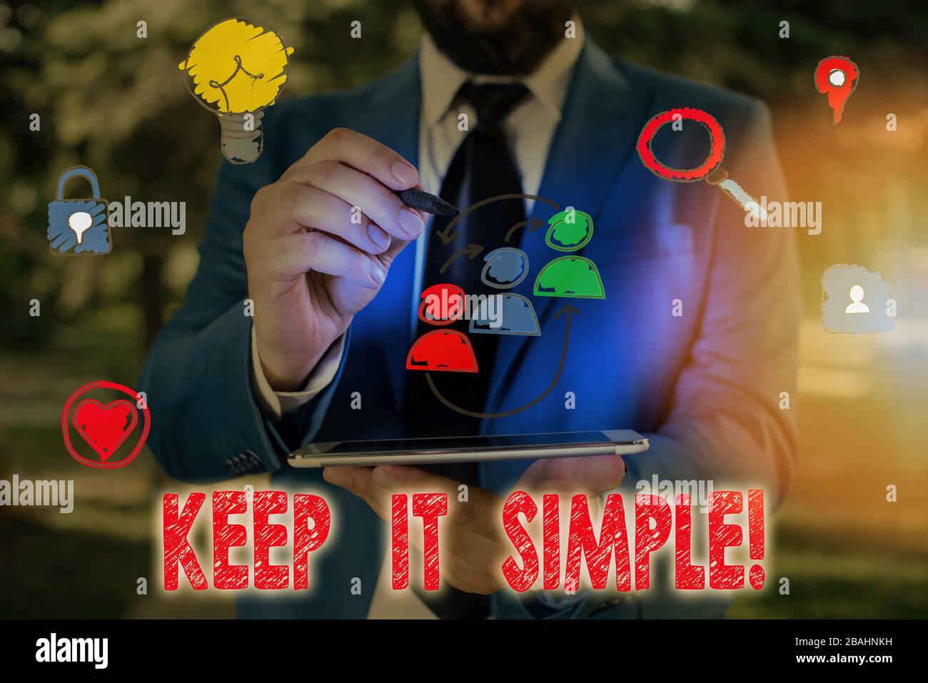 Writing note showing Keep It Simple. Business concept for ask something ...