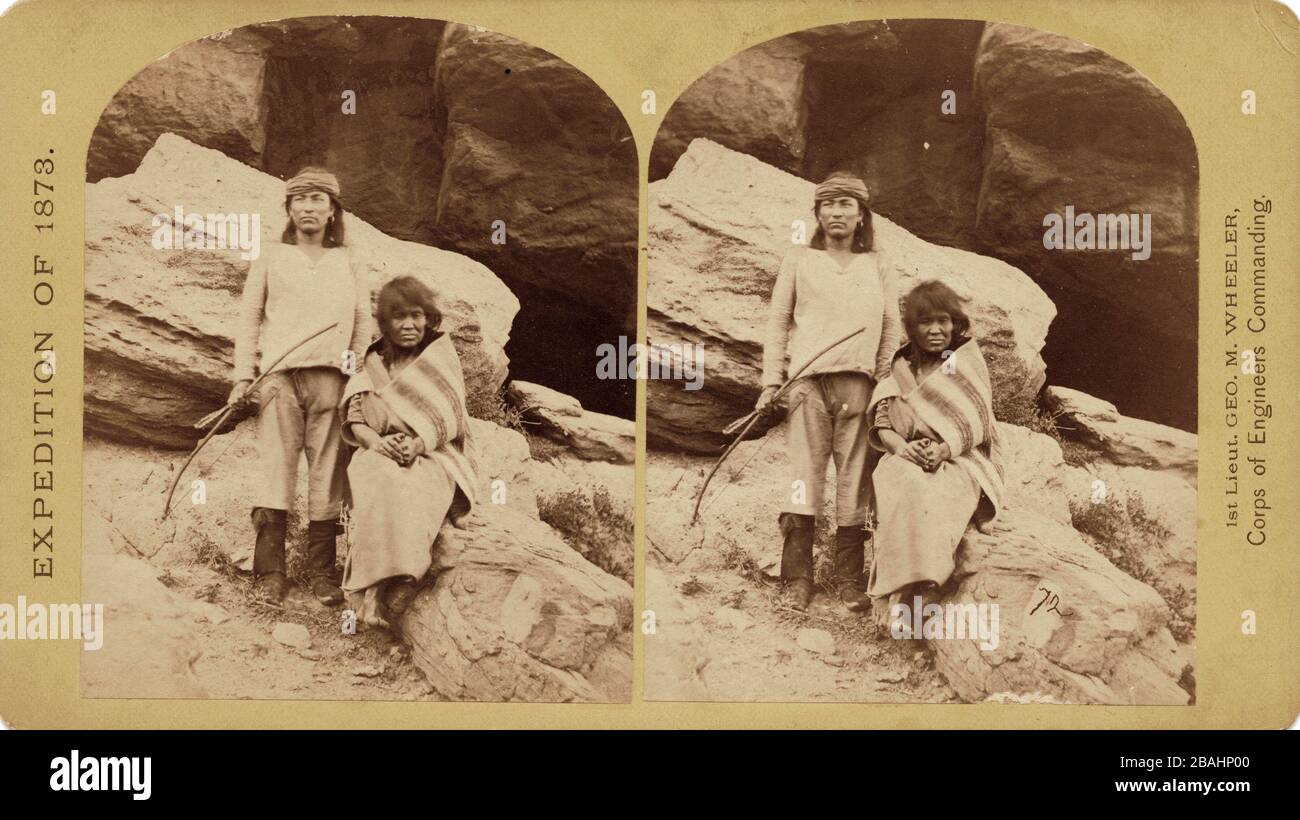 Navajo Brave and His Mother, by Timothy O'Sullivan, 1873 Stock Photo ...