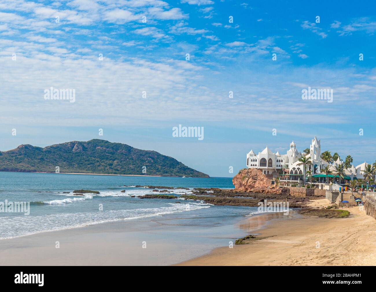 Scenic Mazatlan sea promenade (El Malecon) with ocean lookouts and ...