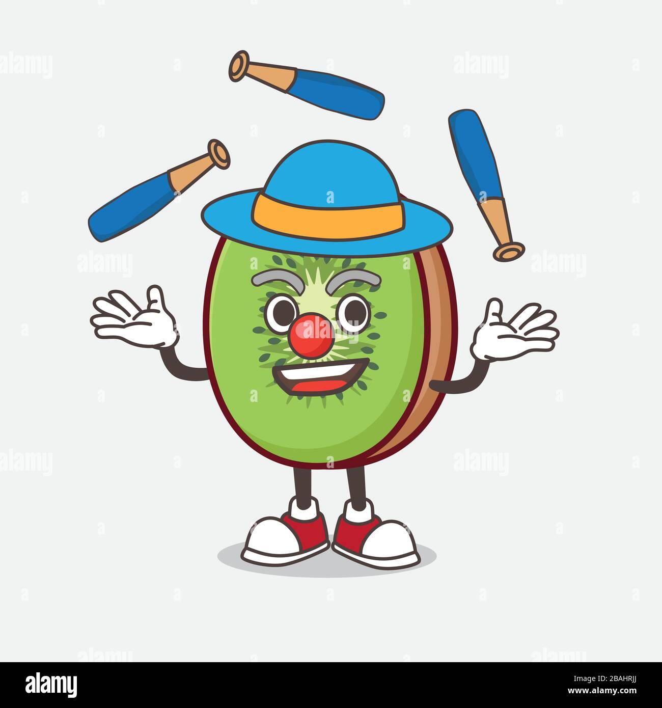 Sliced Green Kiwi Fruit Mascot Character Vector Illustration Stock ...