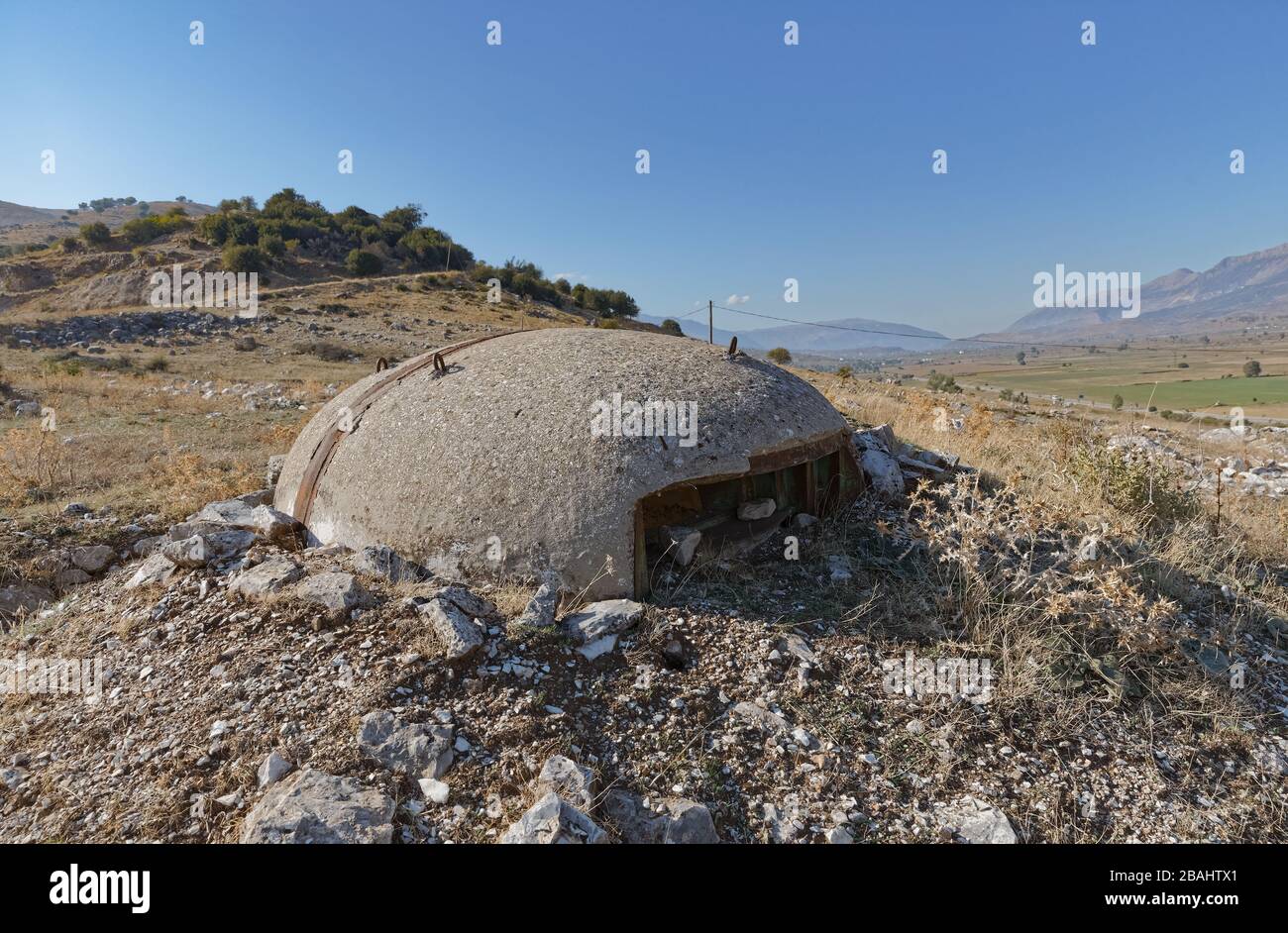 Concrete military bunker ruins built in communist era Albania Stock ...