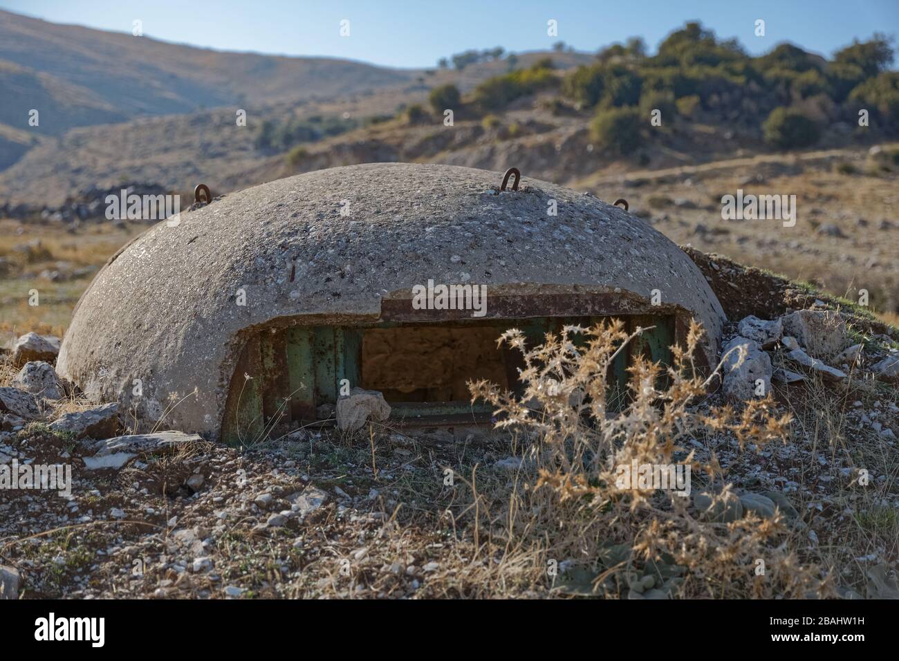 Concrete military bunker ruins built in communist era Albania Stock ...