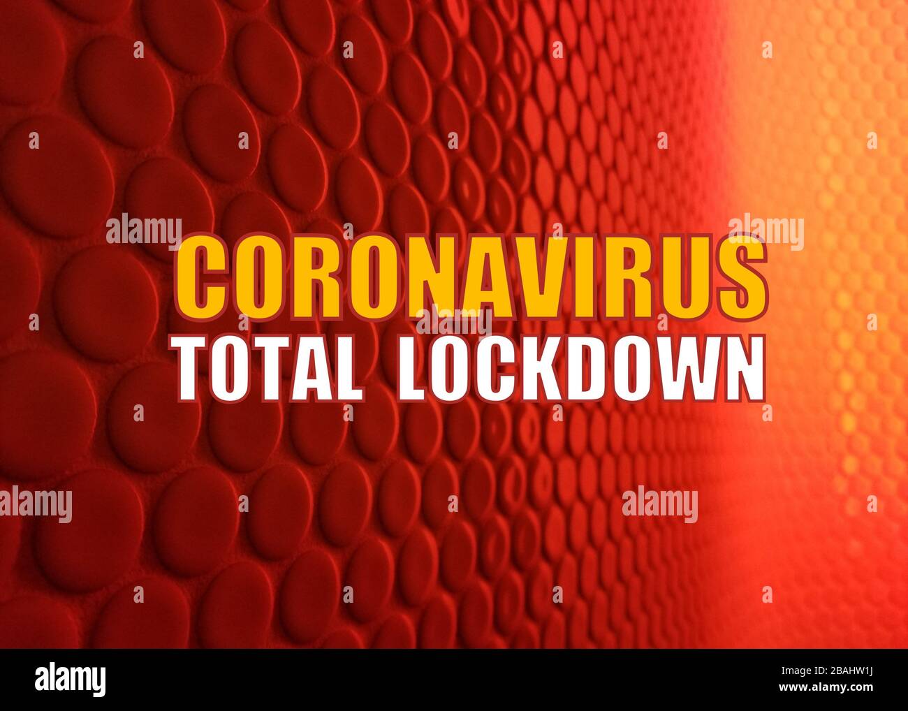 Coronavirus total lockdown on a red background Stock Photo - Alamy