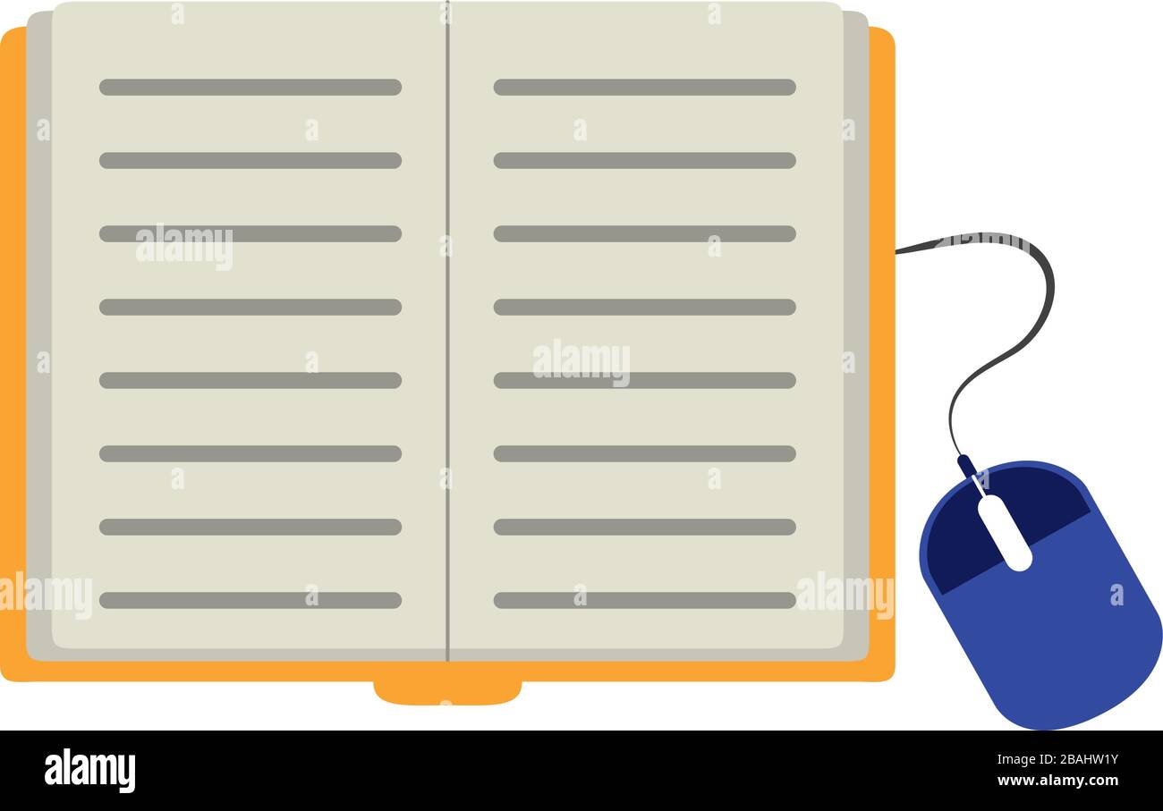 ebook connected mouse digital home education vector illustration flat ...