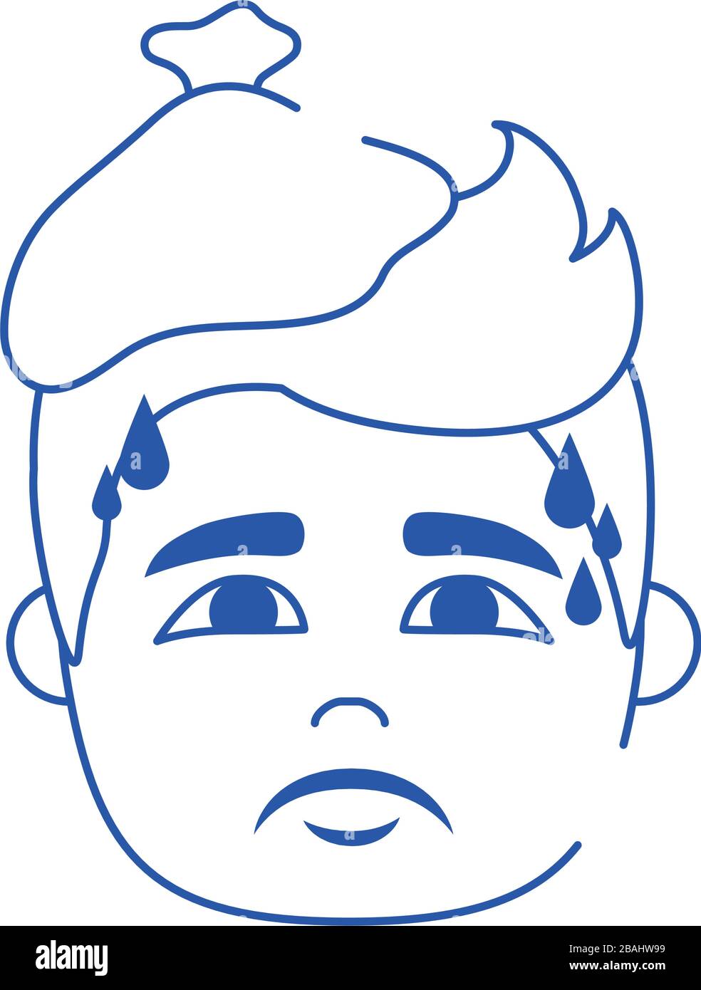 online doctor patient man fever with water bag care blue line style ...