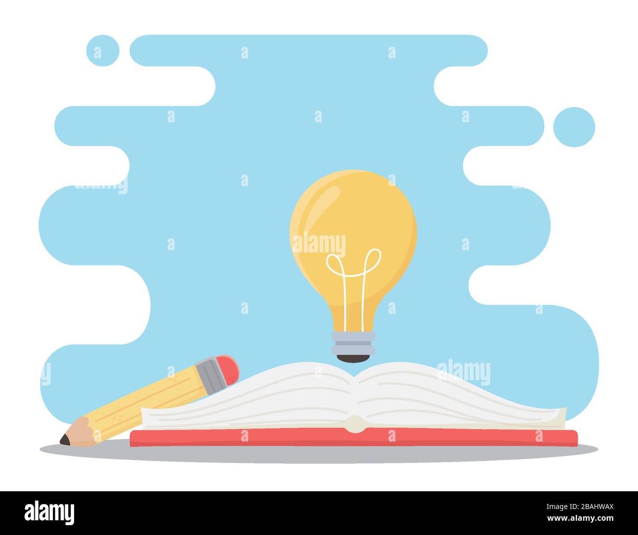 education online, light bulb on book and pencil vector illustration ...