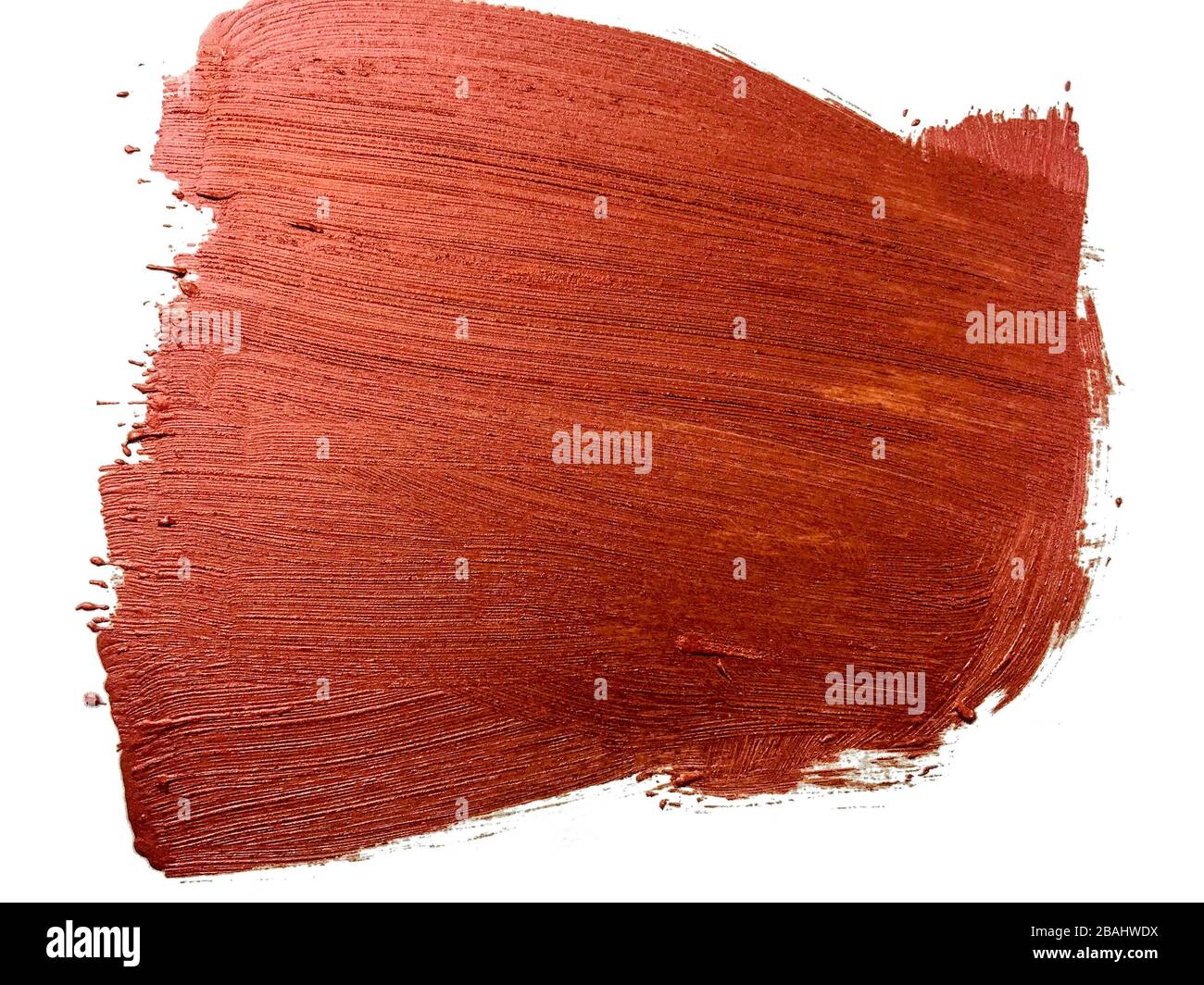 brown paint brush stroke on white background Stock Photo - Alamy