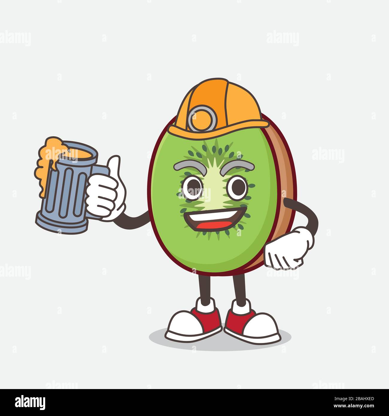 Sliced Green Kiwi Fruit Mascot Character Vector Illustration Stock ...