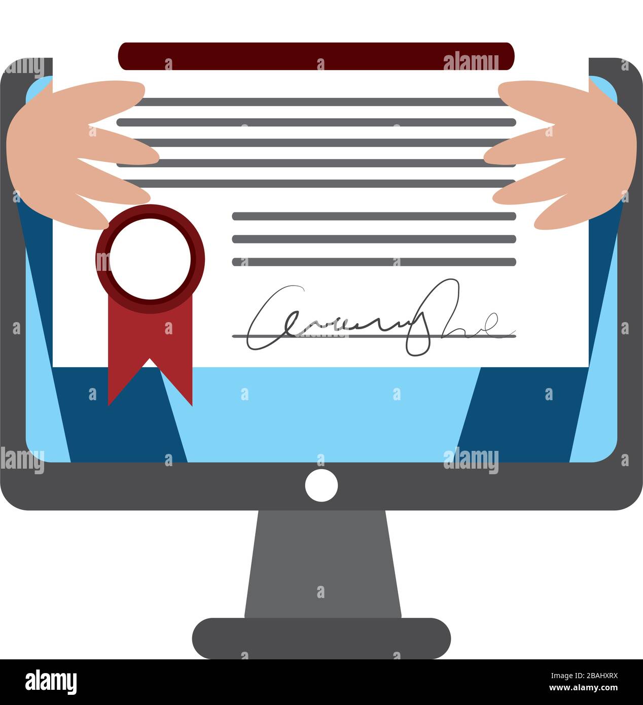 student with diploma in computer home education vector illustration ...