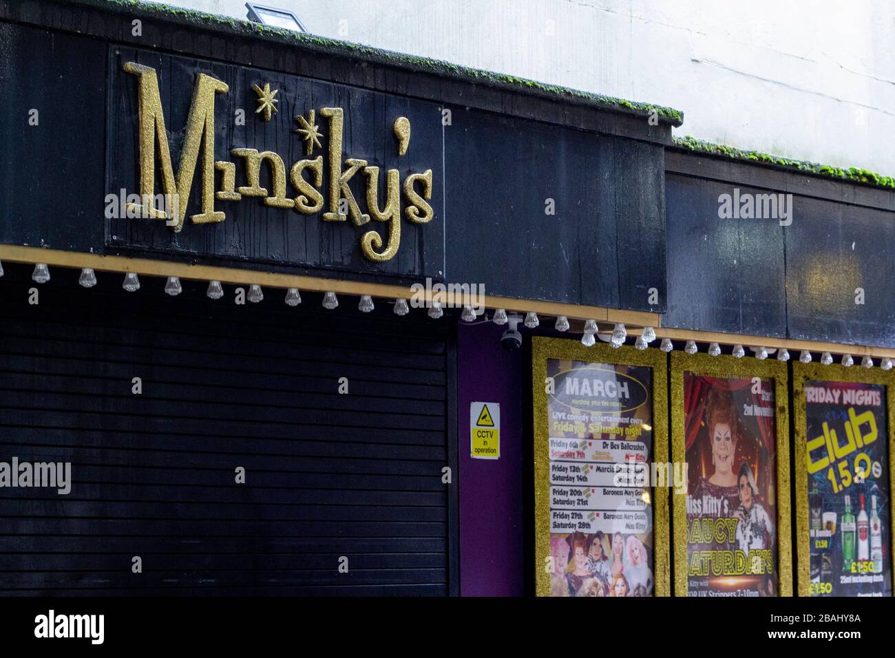 CARDIFF,UK. 18th march 2020. The well known Minsky's Showbar to close ...