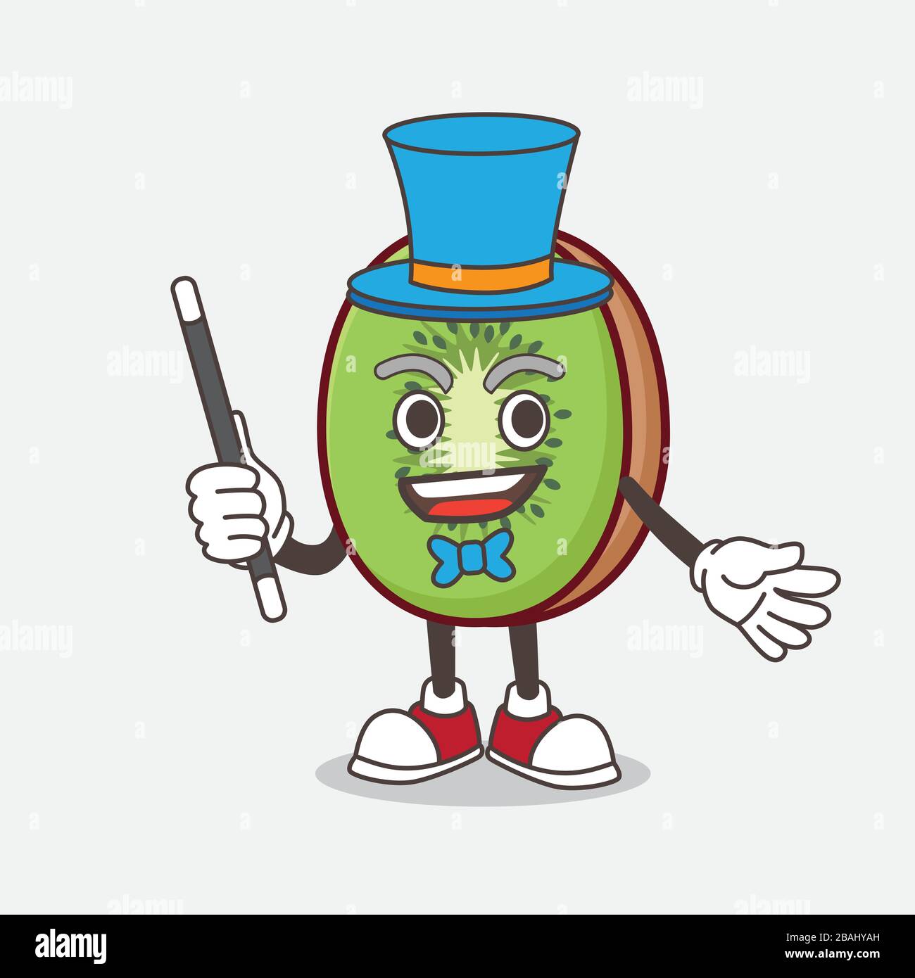 Sliced Green Kiwi Fruit Mascot Character Vector Illustration Stock ...