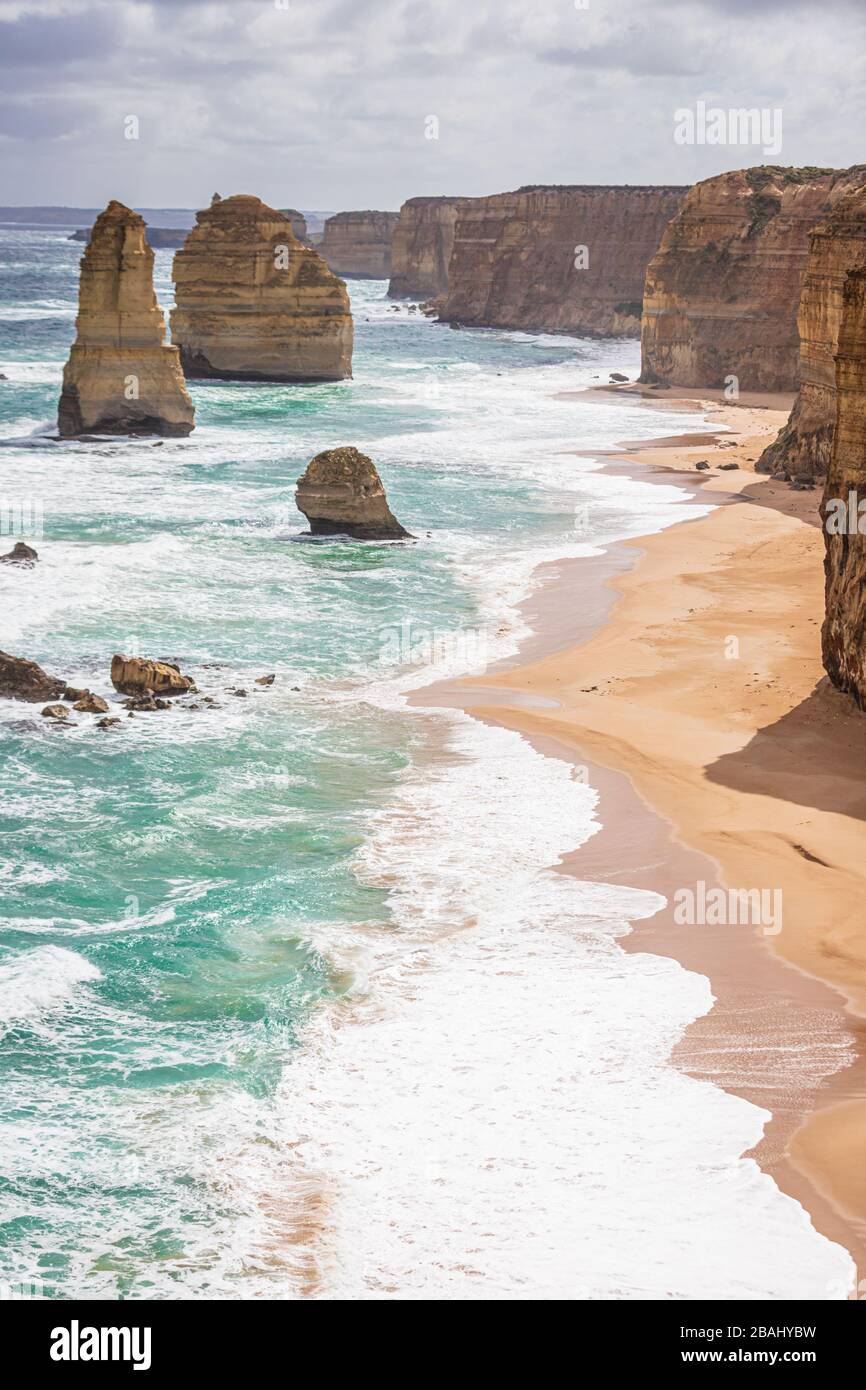 Twelve Apostles - cliffs and sea waves Stock Photo - Alamy