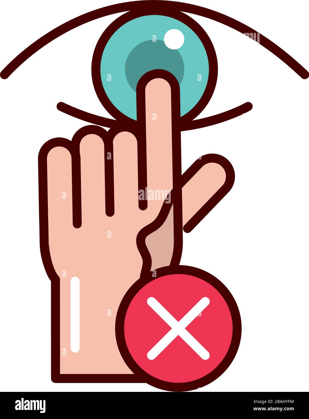 avoid touch eye prevent spread of covid19 vector illustration line and ...