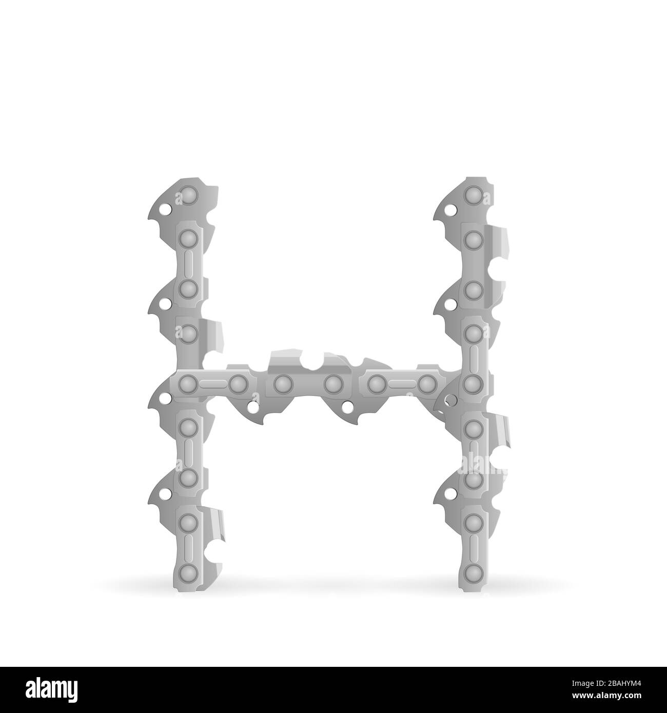 Chainsaw chain letter H on a white background. Vector illustration ...