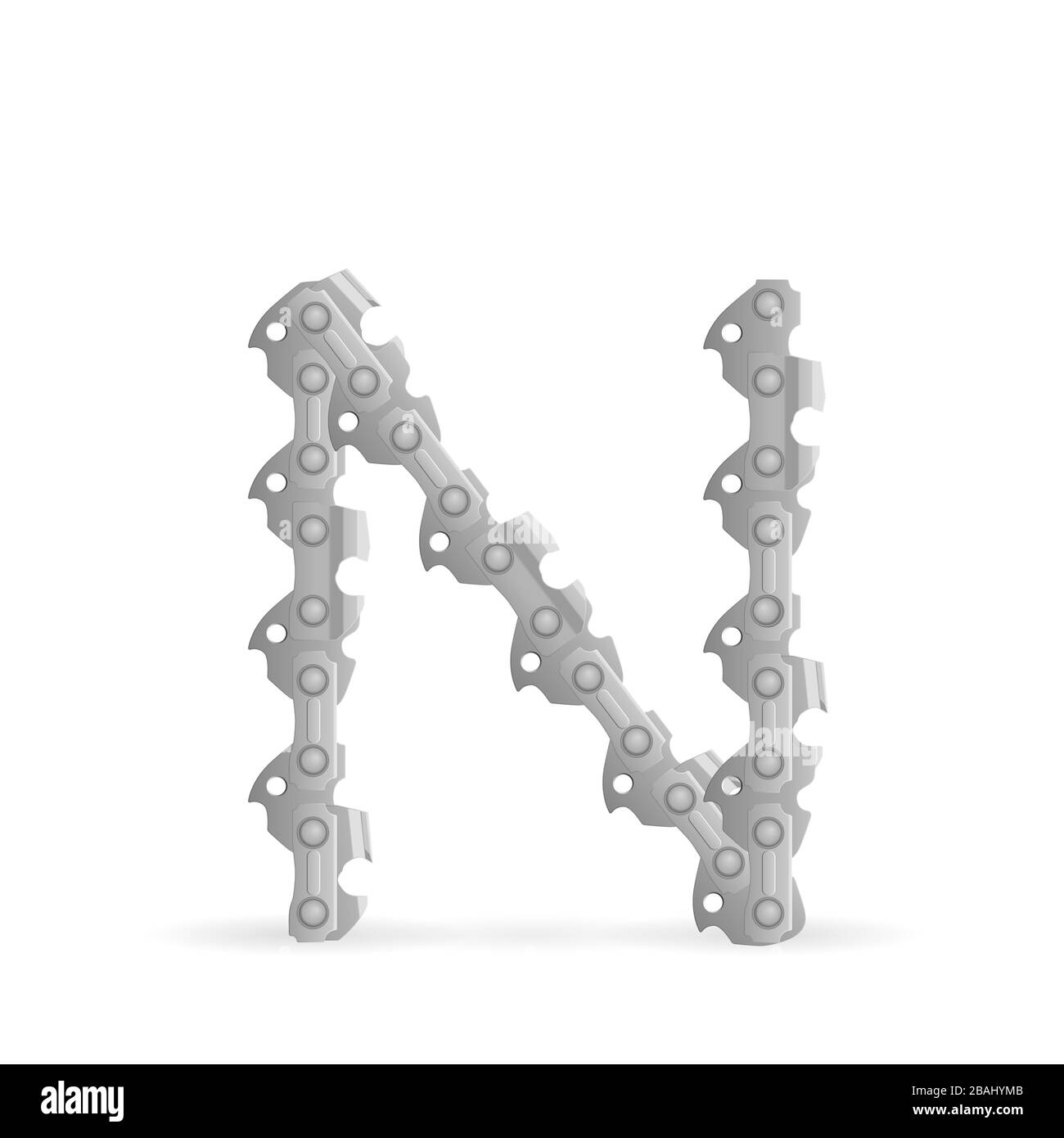 Chainsaw chain letter N on a white background. Vector illustration ...