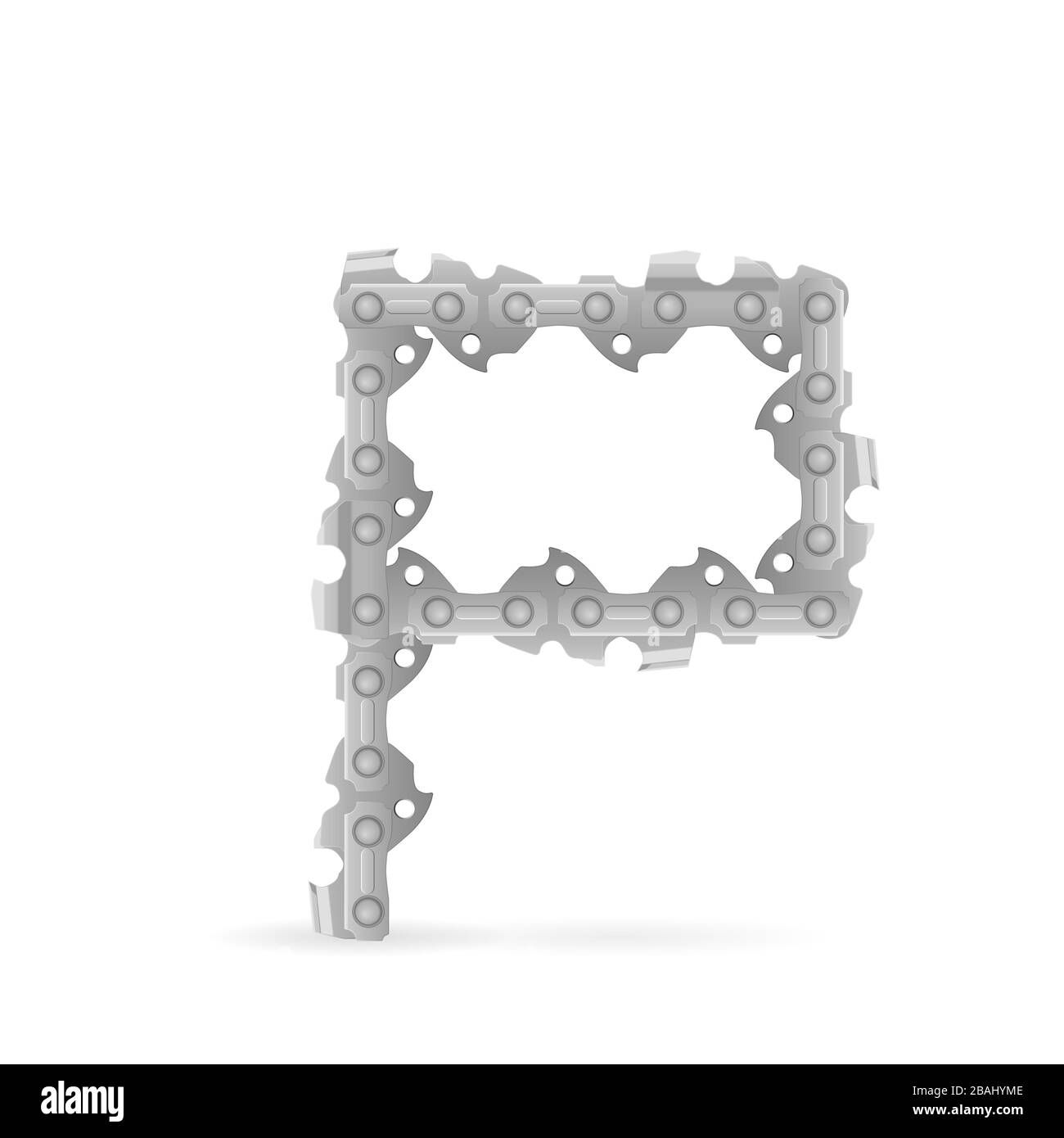 Chainsaw chain letter P on a white background. Vector illustration ...