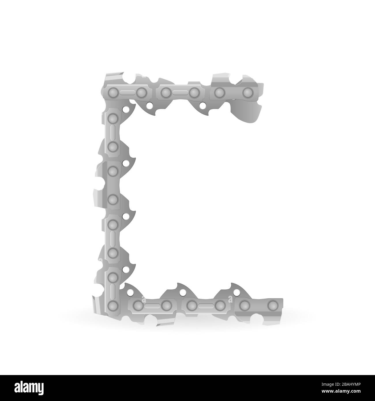 Chainsaw chain letter C on a white background. Vector illustration ...
