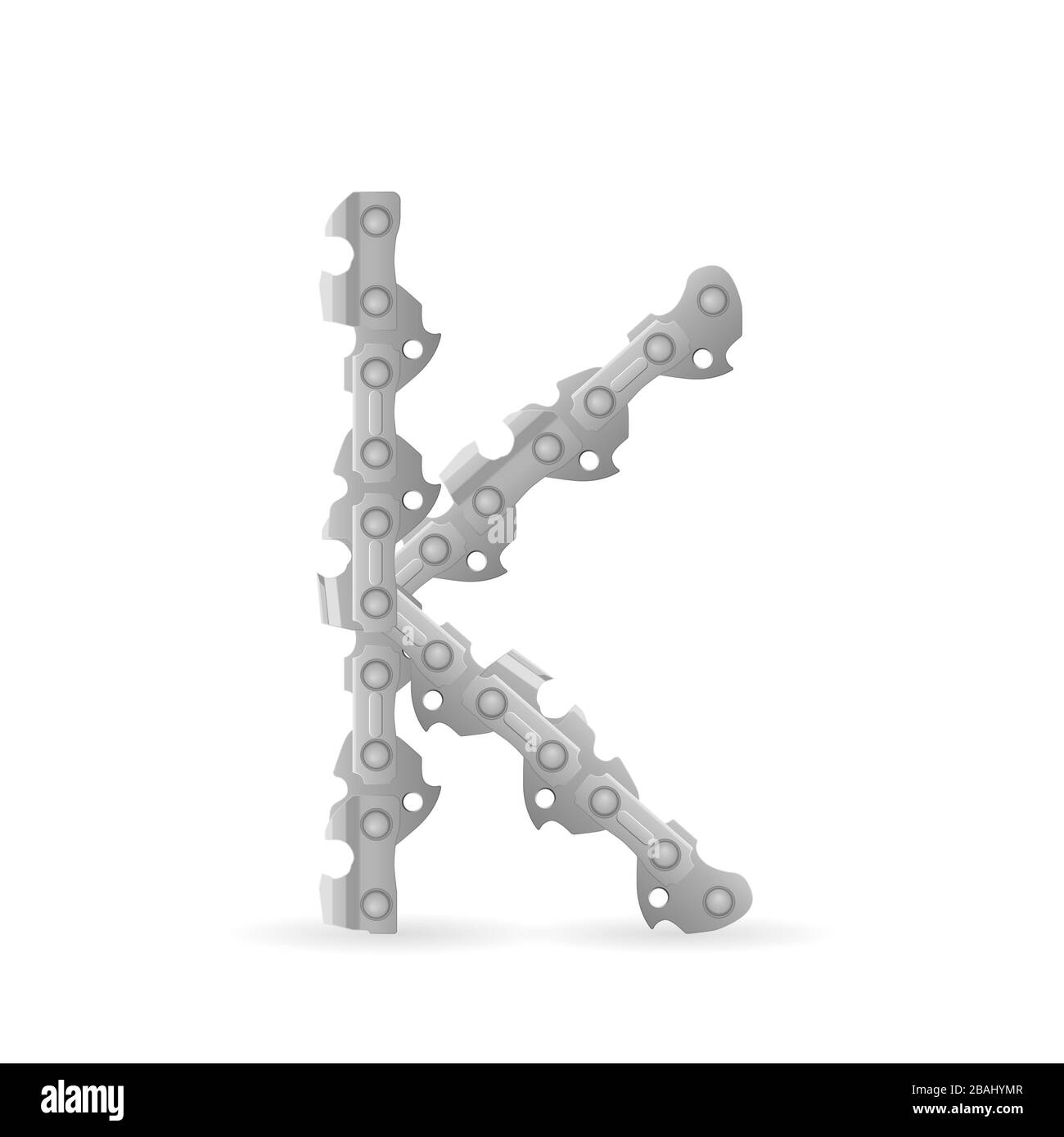 Chainsaw chain letter K on a white background. Vector illustration ...
