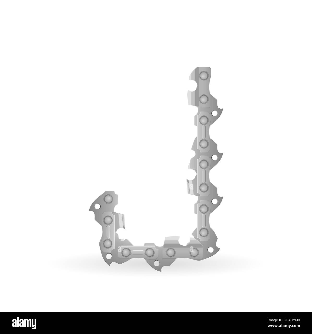 Chainsaw chain letter J on a white background. Vector illustration ...