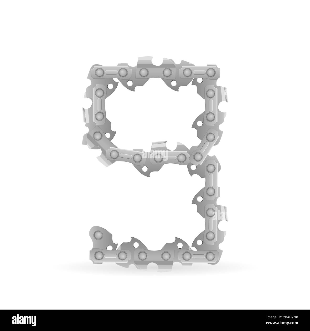Chainsaw chain number nine on a white background. Vector illustration ...