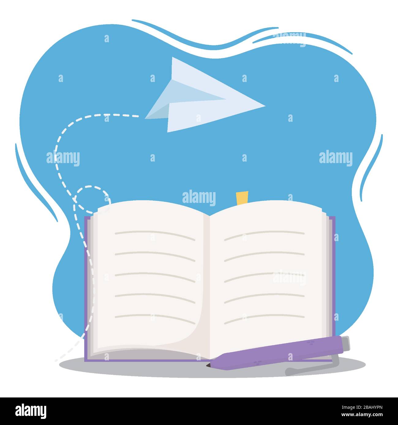 online education, open book and paper plane creativity image vector ...