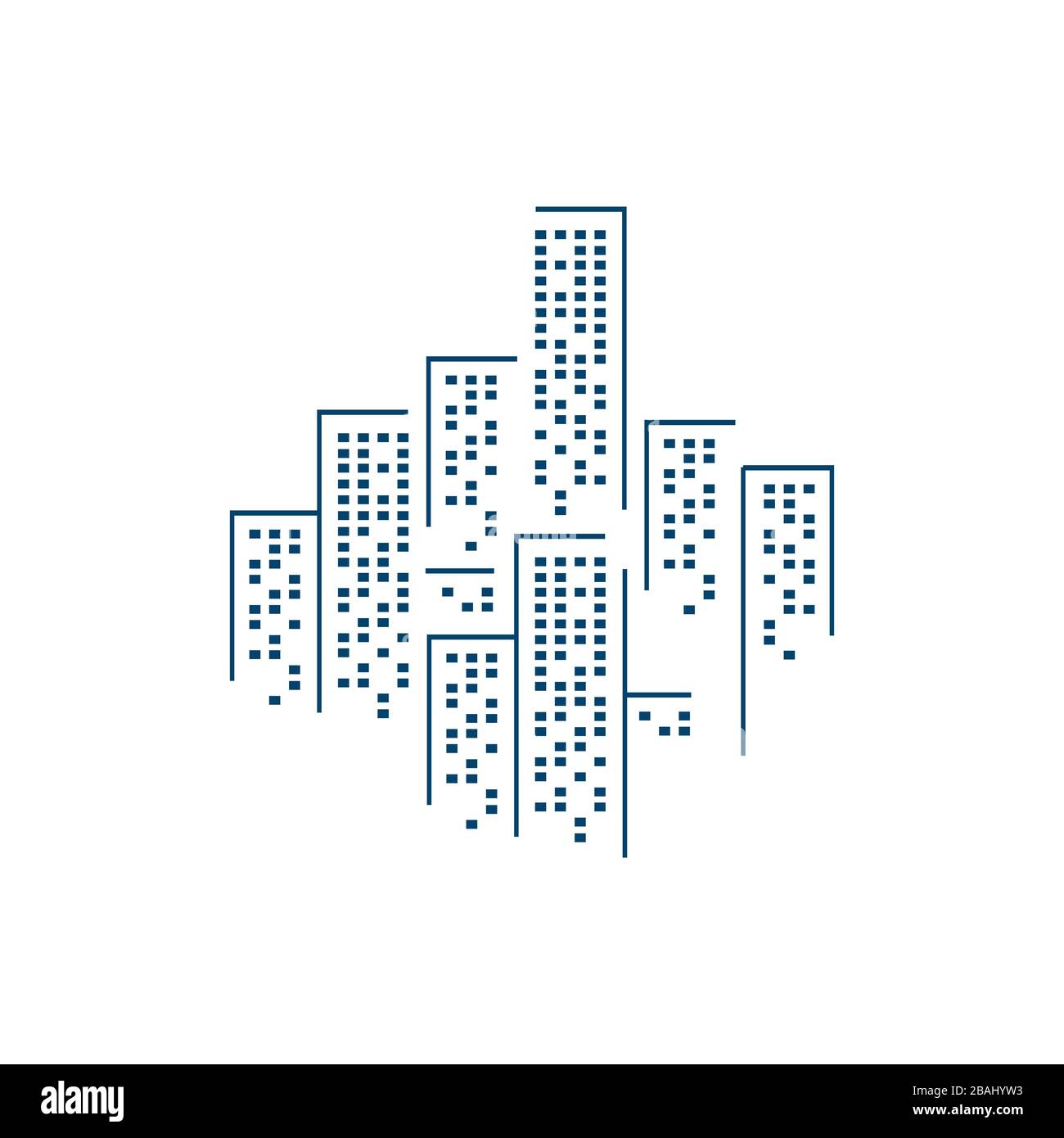 stylish line buildings skyline logo vector design symbol illustration ...