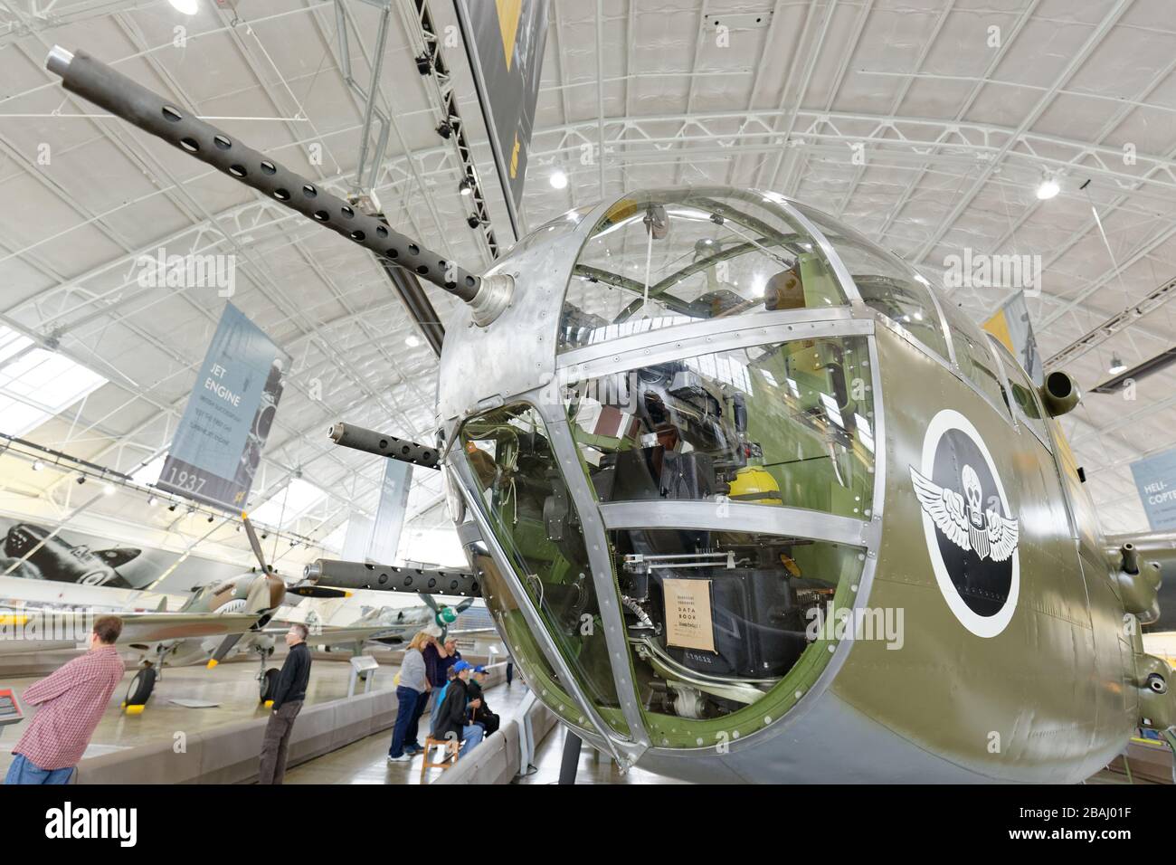 SEPTEMBER 19, 2015, EVERETT, WA: Wide angle close-up of the nose and ...