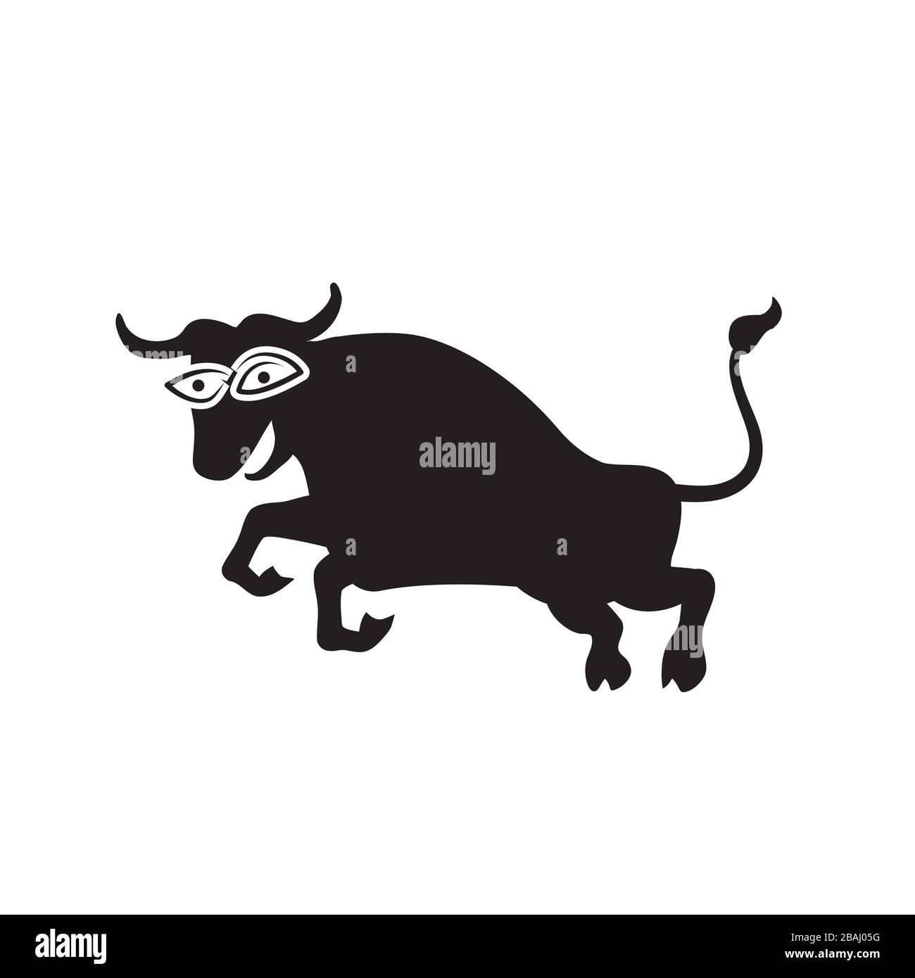 The Jolly bull logo on a white isolated background. Vector image Stock ...