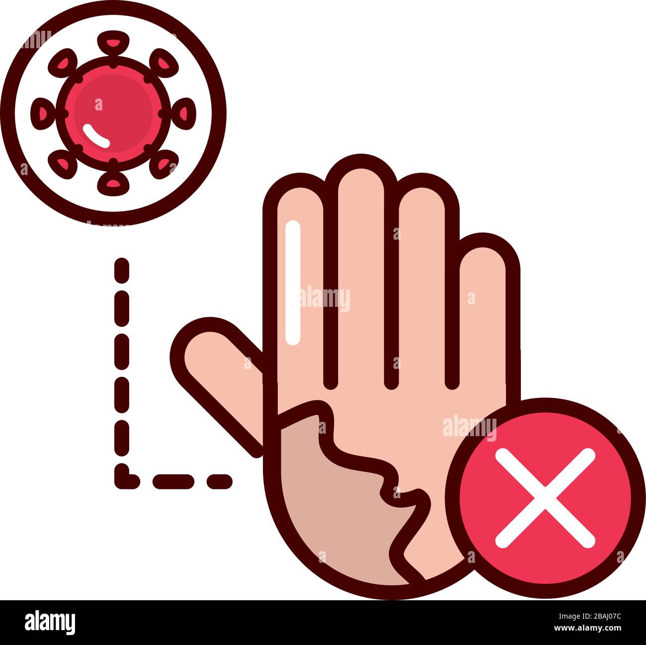 dont touch hand infected prevent spread of covid19 vector illustration ...
