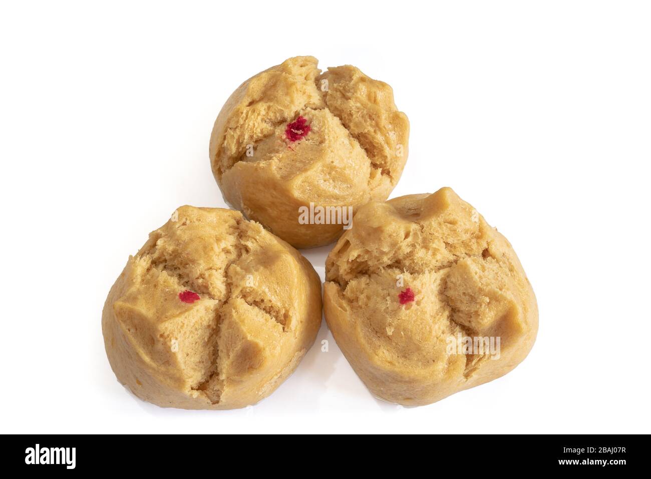 The close up of Chinese brown sugar steamed bread buns on white ...