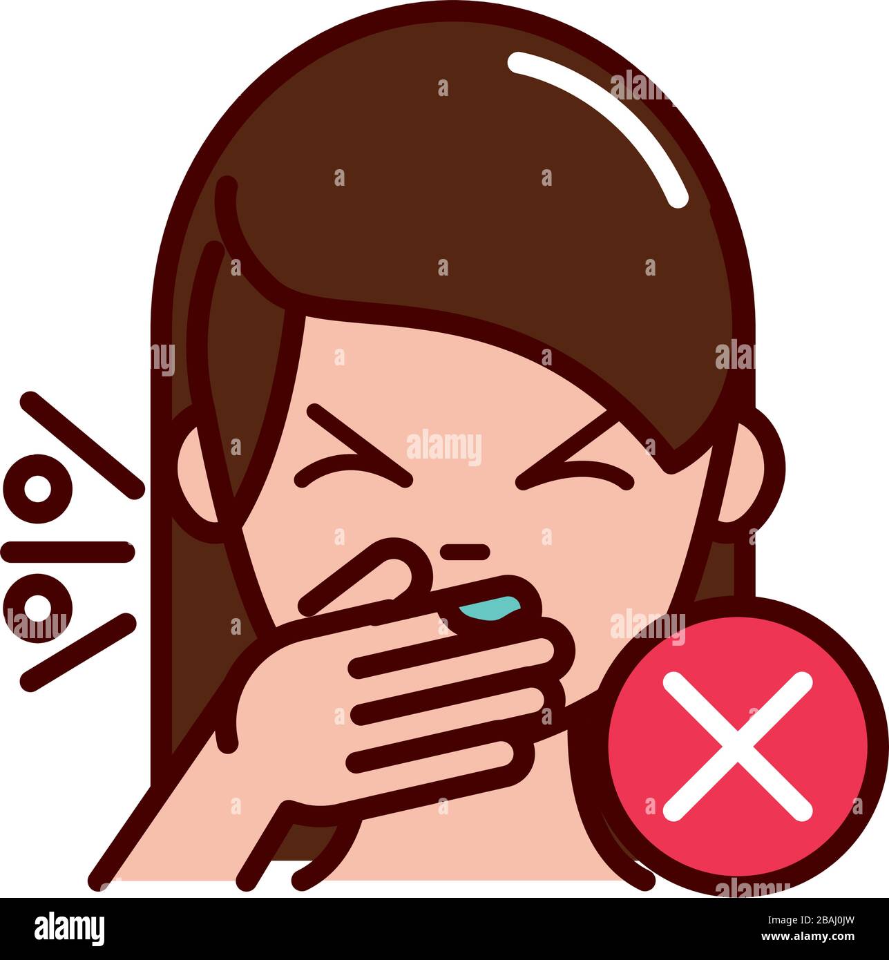 avoid coughing in hand prevent spread of covid19 vector illustration ...