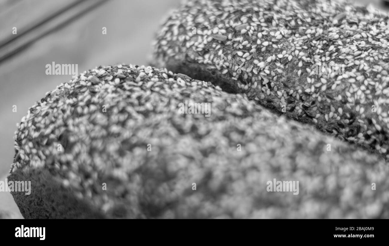 Close up baked snack Black and White Stock Photos & Images - Alamy