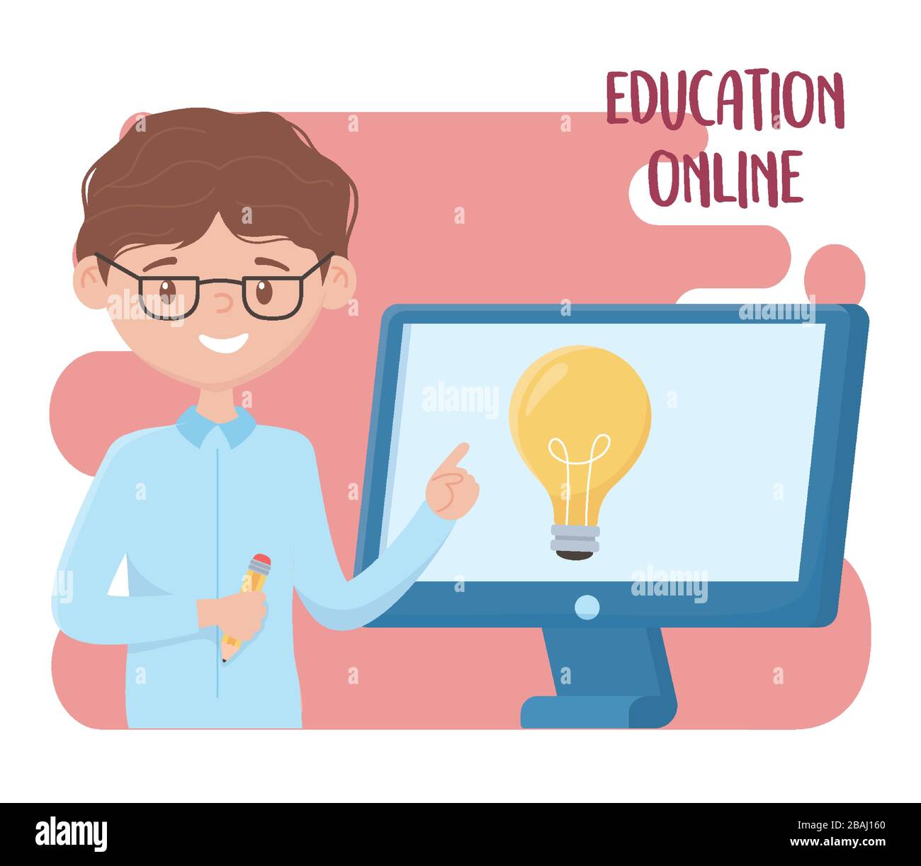 online education, teacher teaching lesson with the computer vector ...