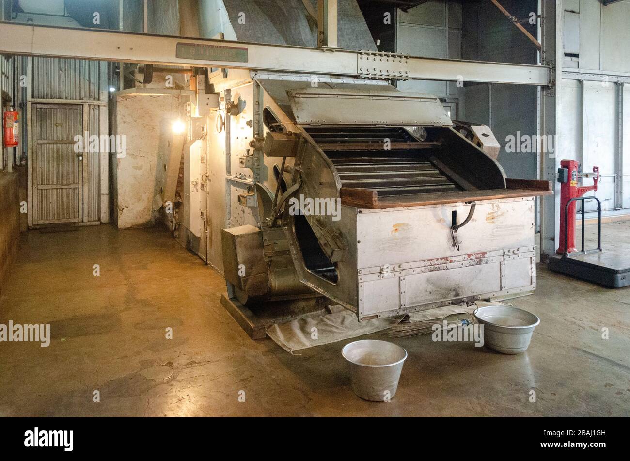 Traditional machinery inside the world’s highest elevation orthodox tea ...